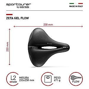 Selle Italia, Saddle, Unisex, 670g, Black Zera Comfort Gel Superflow One Size