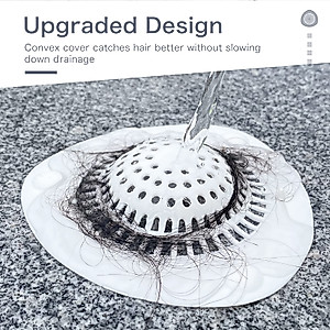 WODETIM Hair Catcher Shower Drain Cover Bathtub Silicone Hair Catcher Stopper Drain Strainers,Home Protectors with Sucker Water Trap Sink Cover for Kitchen Sink Bathroom Tub 3 Pack (White)