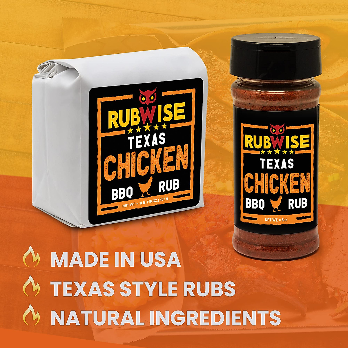 RubWise Texas Style BBQ Chicken Rub (1lb) | Premium Texan BBQ Rubs and Spices for Smoking and Grilling | Great for Chicken, Turkey, Duck, and Seafood |Poultry & Meat Seasoning Spice Dry Rub (No MSG)