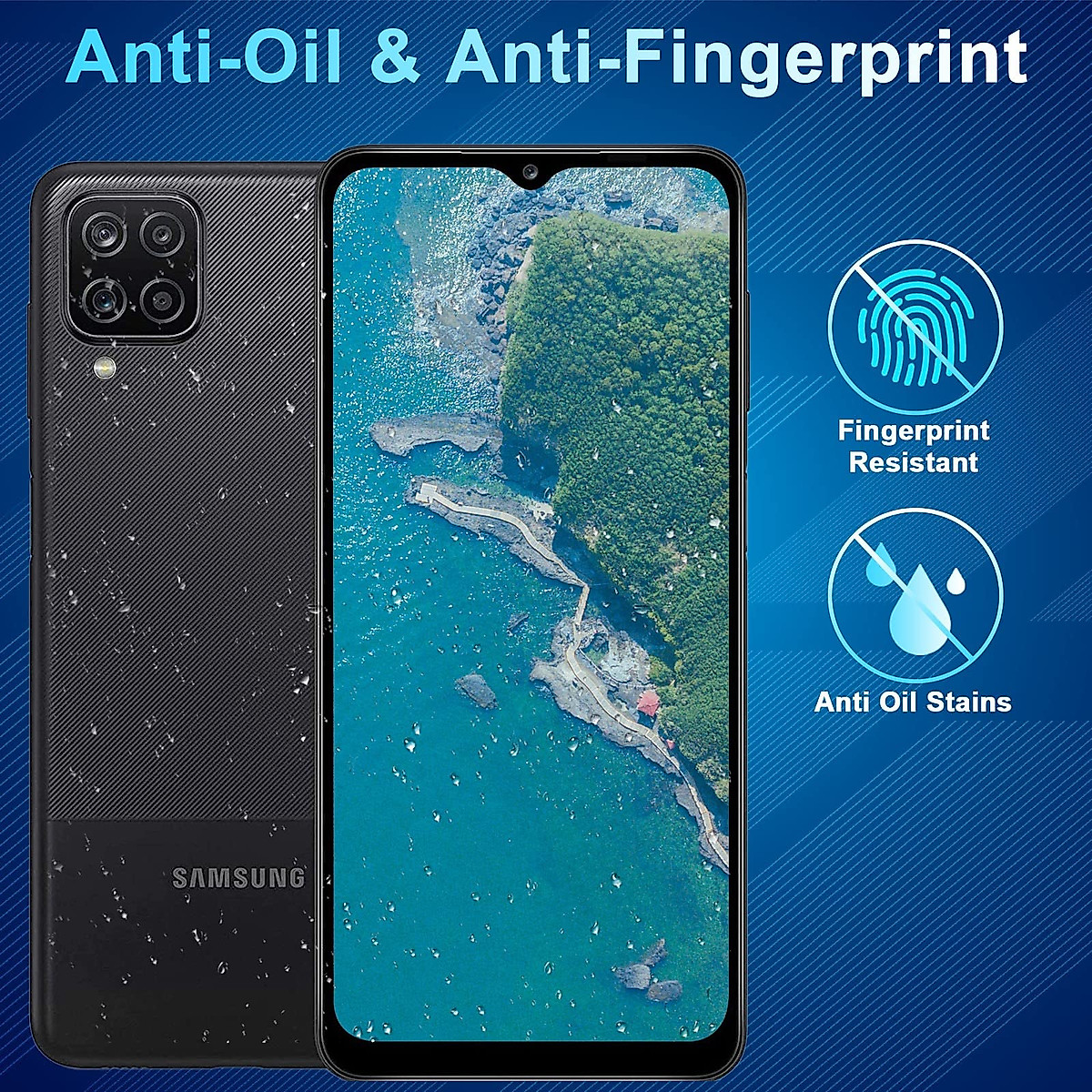 CWQZGUF Galaxy A12 Screen Protector 【2+2 Pack】 Camera Lens Protector, Fingerprint Unlock Support, HD Tempered Glass, Touch Sensitive, Anti Scratch, for Samsung A12 5G Glass Screen Protector