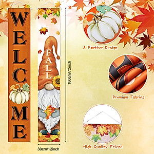 Welcome Fall Porch Banners Autumn Harvest Door Banner with Pumpkin Maple Leaves Gnome Pattern Thanksgiving Hanging Banners Autumn Home Decorations for Fall Indoor Outdoor Home Yard Wall Supplies