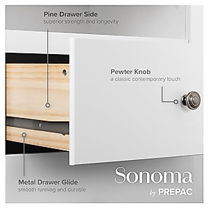 Prepac Sonoma 8 Drawer Double Dresser for Bedroom, Wide Chest of Drawers, Bedroom Furniture, Clothes Storage and Organizer, 17.25" D x 59" W x 37" H, White