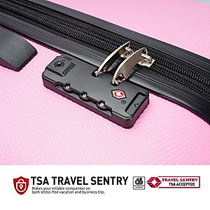 GinzaTravel 2 Piece Anti-Scratch ABS Luggage Set with TSA Lock - 20 inch and 28 inch Lightweight Spinner Suitcases, Expandable, and in Hot Pink