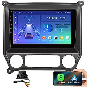 10.1 Inch 5G WiFi (2G Ram 32G ROM) Car Stereo for Chevy Silverado/GMC Sierra 2014-2018 with Carplay Android Auto, Support 48EQ Mirroring Airplay Backup1080P SWC
