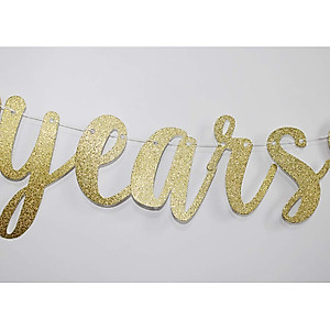17 Years Blessed Banner, Funny Gold Glitter Sign for 17th Birthday/Wedding Anniversary Party Supplies Props