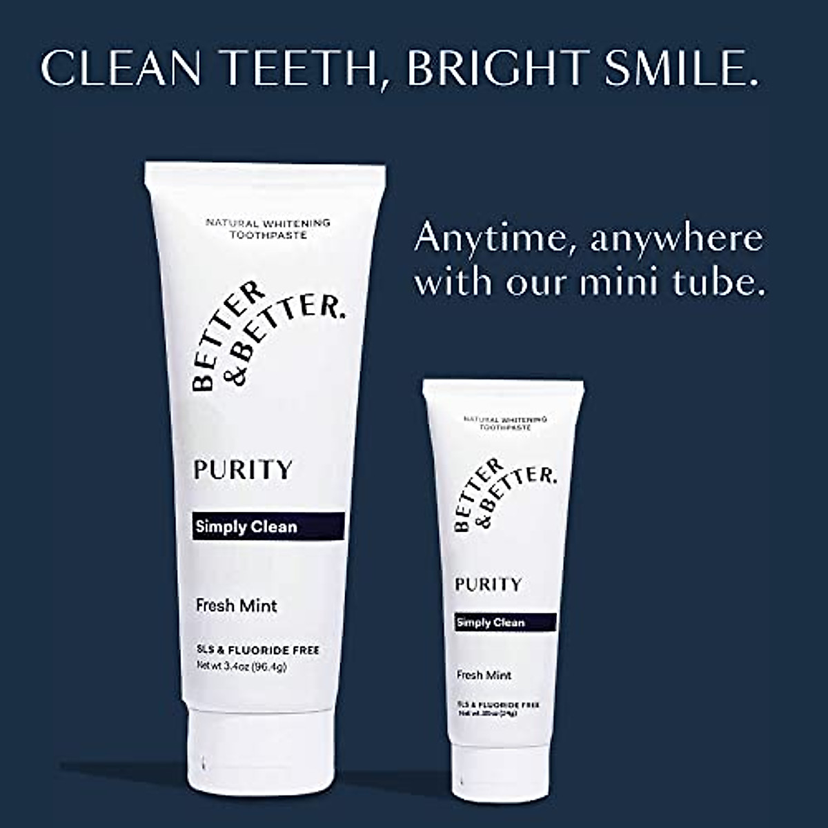 Better & Better Purity Toothpaste | Fluoride Free, SLS Free Toothpaste for Sensitive Brushers | 1 CT | Fresh Breath with Organic Mints | Natural, Vegan, Whitening Toothpaste to Remove Plaque