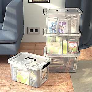 Uumitty 4-Pack 17.5 Quart Plastic Storage Bins with Lids, Stackable Storage Organizing Box with Handle, Clear