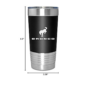 iPick Image for Ford Bronco 20 oz Dual-Wall Insulated Stainless Steel with Black Silicone Sleeve Travel Tumbler