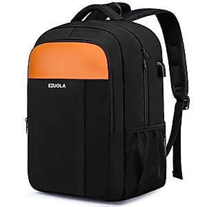 EZUOLA Backpack for Men, 17 inch Travel Laptop Backpack Business Work Laptop Bag with USB Charging Port Water Resistant Computer Bag College Bookbags, Black