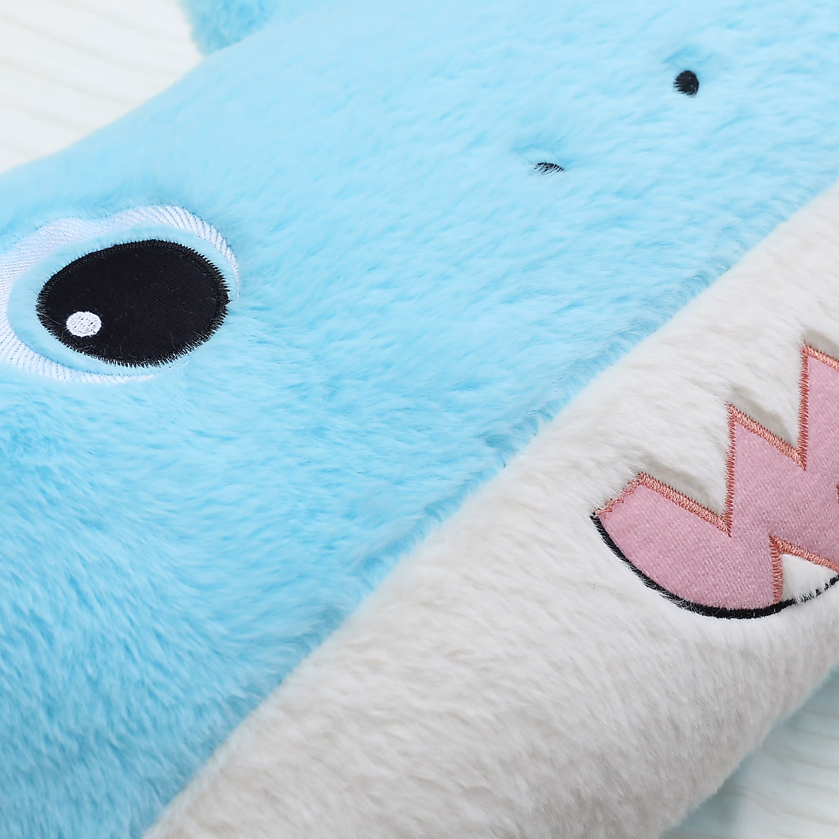 Stuffed Animal Lumbar Pillow, Super Soft Plush Cuddle Throw Pillow for Kids, Cute Shark Shaped Pillow, 12 x 24 Inches, Baby Blue