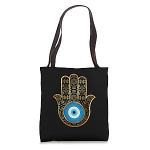 Evil Eye Amulet Hamsa Hand Mandala Tote Bag