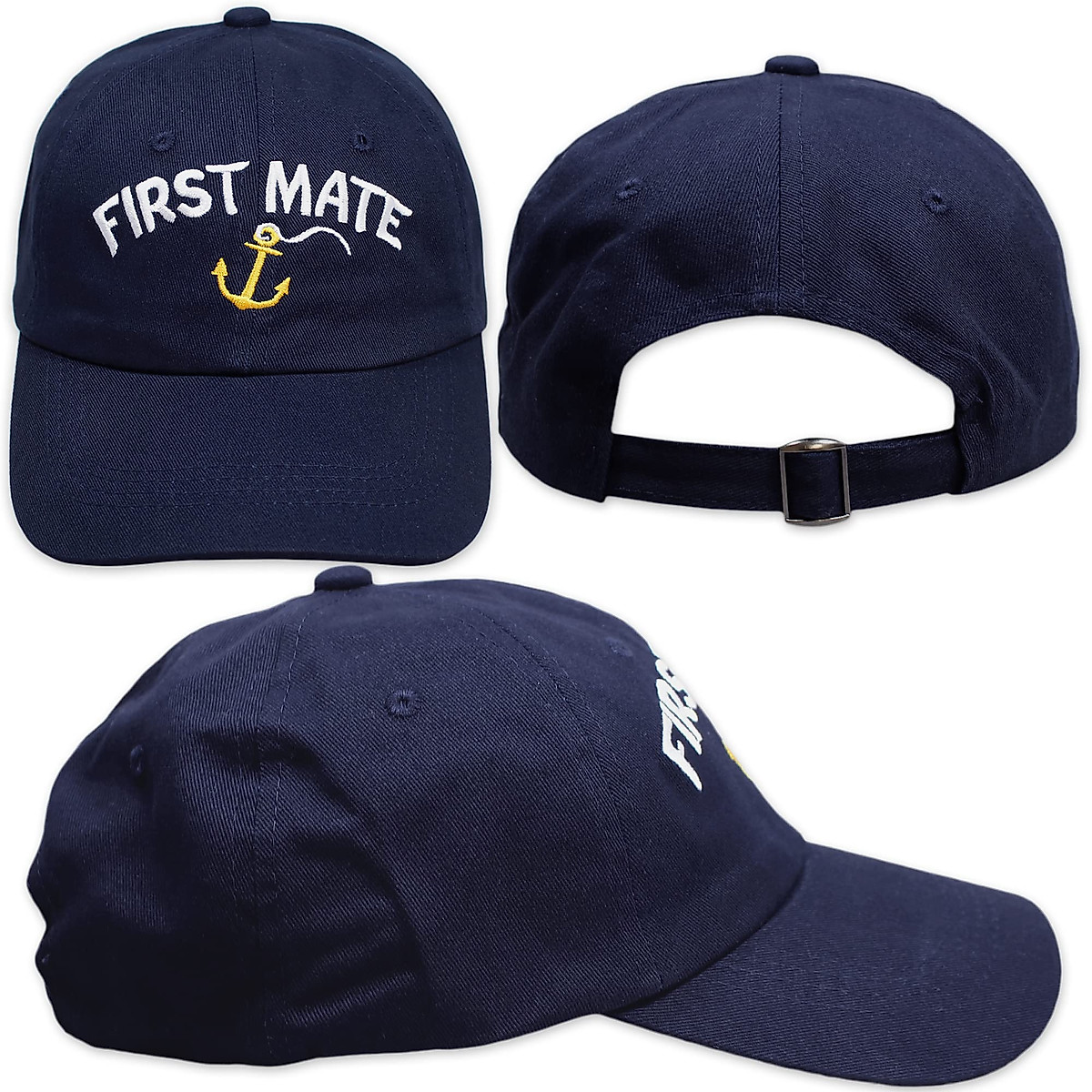AnapoliZ Captain Hat, First Mate Hat Set | Adjustable Captain Cap, First Mate (2 pcs.) Sailor Set | Sailor Yacht 2 Piece Cap Set | Sea Captain Baseball Cap, Skipper & First Mate Set Navy