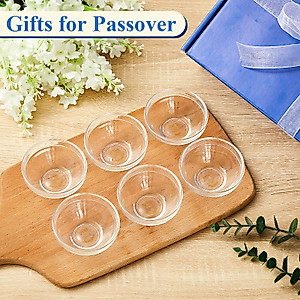24 Pcs Passover Seder Plate Glass Dishes Liners Mini Plates 4 Sets of 6 with Hebrew and English Translation Glass Seder Plate Liners Decor for Passover Pesach Seder Round Glass Bowls, Small