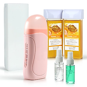 Roll on Wax, Roll on Wax Warmer Kit, Soft Honey Wax Roller Kit for Hair Removal, Beth lee Waxing Kit Roll On, Wax Kit for Larger Areas of the Body, Home Roller Waxing Kit for Men and Women