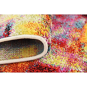 Unique Loom Lyon Collection Bright Modern Abstract Area Rug, 5 ft x 8 ft, Multi/Blue