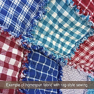 Cottage Blue 5 Mini Buffalo Plaid Cotton Homespun Fabric by JCS - Sold by The Yard