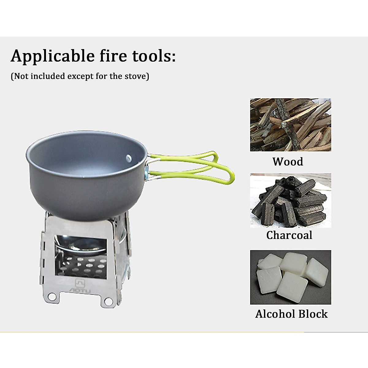 AOTU AirOka Foldable Camping Stove Stainless Steel Stove Outdoor Activities Wood Burning Stove for Outdoor Camping Cooking Hiking Hunting Picnic BBQ Survival Packs Emergency Preparedness