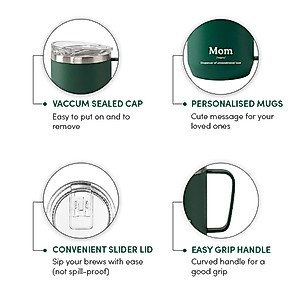 VAHDAM Mom Mug (300ml/ 10.1 Oz) - Green Small Reusable Mug | 18/8 Stainless Steel | Carry Hot & Cold Beverage | Eco-Friendly & Sustainable Tea & Coffee Mug