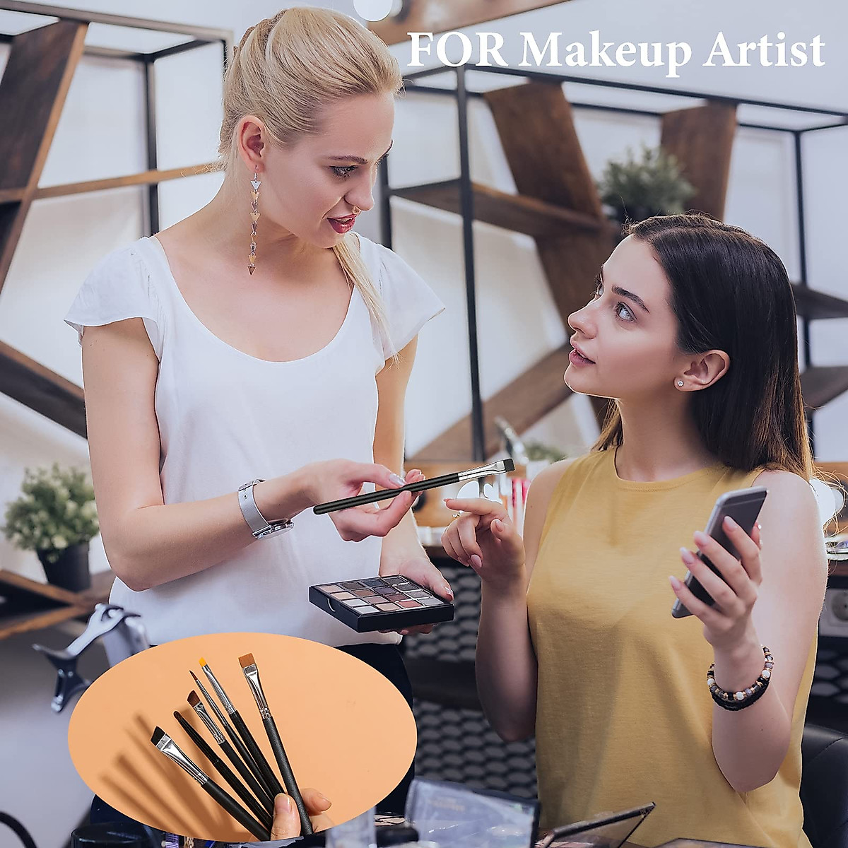 Zopeal 6 Pieces Eyebrow Brush Set Makeup Brush Set Flat Eyeliner Brush Thin Angled Brush and Comb Firm Brow Brush Eye Shadow Brush Point Black Duo Spoolie Brushes for Eye Makeup