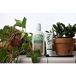 Hello Naturally Whitening Fluoride Toothpaste and Naturally Fresh Antiseptic Mouthwash, Farm Grown Mint, Alcohol Free, Vegan, SLS Free and Gluten Free, 4.7 Ounce Tubes (Pack of 2), 16 Ounce Bottle