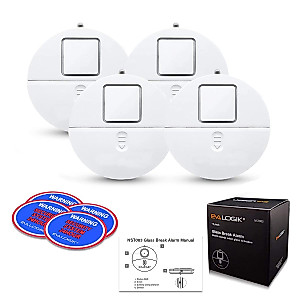 Window Alarm System 4-Pack - Ultra-Loud 120dB Alarms with Advanced Vibration Sensors - Window Security Alarms for Glass Break Detection - Features Low Battery LED Indicator
