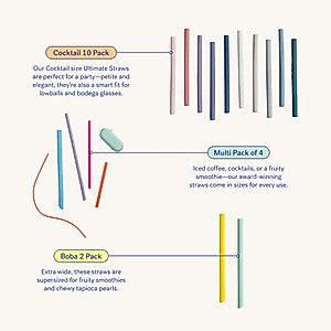 GIR: Get It Right Reusable Silicone Straws with Travel Case and Cleaning Wand, Eco-Friendly Drinking Straws for Hot and Cold Beverages, 2-Pack (Super)