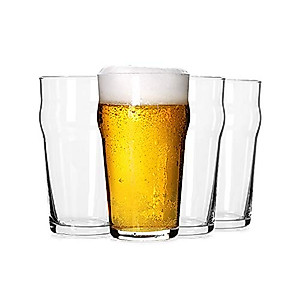 Pint Glasses,20oz British Beer Glass,Classics Craft Beer Glasses,Premium Beer Glasses Tumbler Set of 4, Pub Beer Glasses,Unique Design Beer Glasses Easy Stacking in The Cupboard