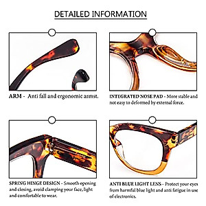 DXYXYO Blue Light Reading Glasses 1.5 for Women 3 Pack with Spring Hinge Oversized Square Computer Reader