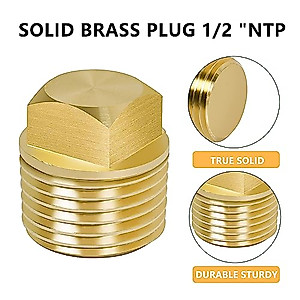 Poktlife 3 PCS 1/2" NPT Boat Plugs,Solid Brass Boat Drain Plug for Bayliner Four Winns Glastron Larson Sea Ray Starcraft and Many Other Models (1/2" NPT 3PACK)