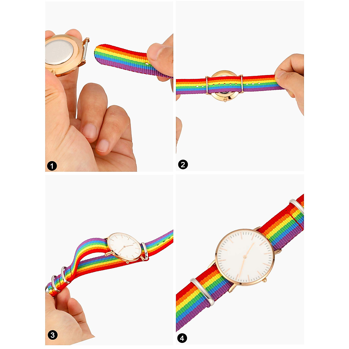 meekoo 10 Pieces Nylon Watch Strap Military Replacement Watch Band with Stainless Steel Buckle for Men and Women's Watch Band Replacing, 18 mm (Classic Colors)