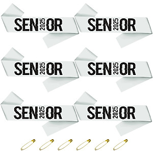 6Pcs Silver Senior 2025 Sash with Black Printing Letters, 2025 Graduation Celebrations Sashes, Class of 2025 Sash for Graduation Party, Senior Cheer Sashes, Cheerleader Sash, Class Competition Sashes