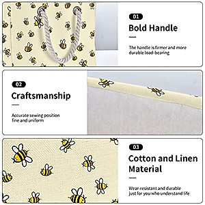 Nozidse Honey Bee Rectangular Storage Baskets for Organizing Shelves Collapsible with Handles for Shelf Closet Bathroom Cute Large Fabric Storage Bin