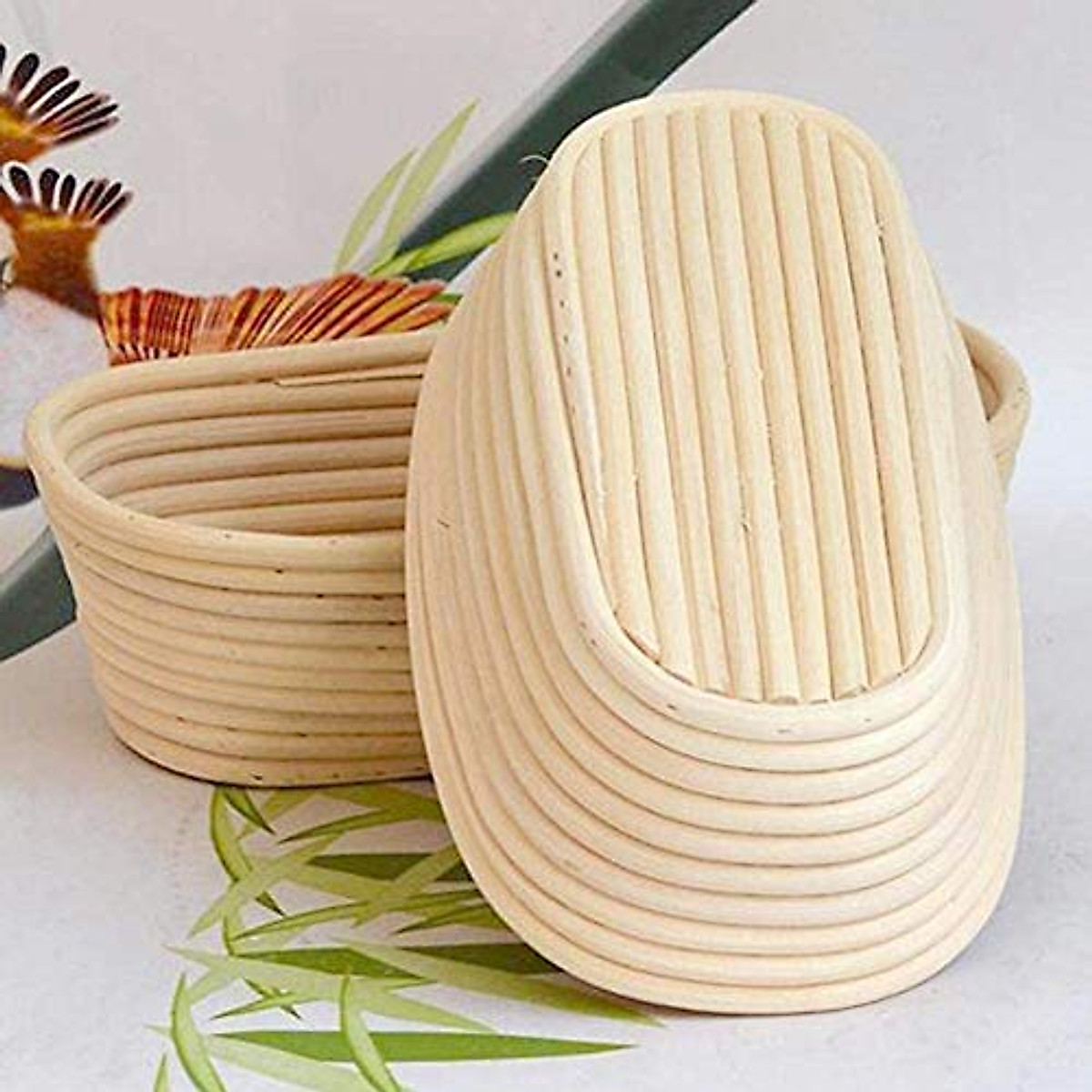 7 Inch Premium Oval Banneton Basket With Liner Perfect Rattan Brotform Dough Proofing Baskets For Making Beautiful Bread Set Of 2