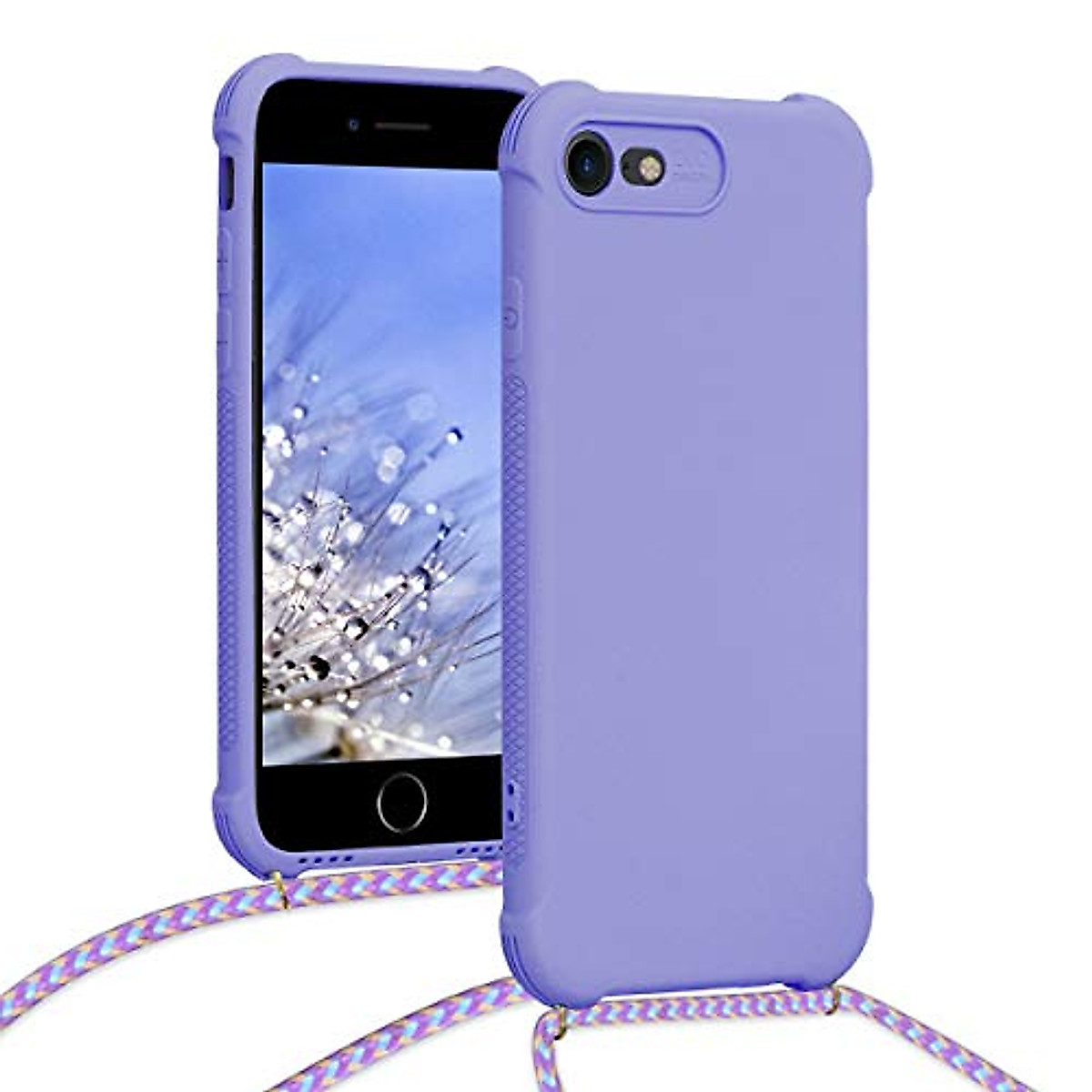 kwmobile Crossbody Case Compatible with Apple iPhone SE (2022) / iPhone SE (2020) / iPhone 8 / iPhone 7 Case - TPU Silicone Cover with Strap - Lavender