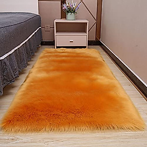 Orange Rugs for Bedroom Fluffy, Fuzzy Plush Soft Shaggy Area Rug Living Room Carpet Kids Bedroom Nursery Shag Rug Home Decor,Gold