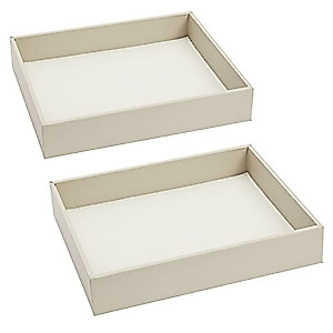 Juvale 2 Pack Faux Leather Valet Tray for Men, Velvet Catchall Organizer for Entryway, Nightstand, Keys, Wallet (Cream, 10 x 8 x 2 In)