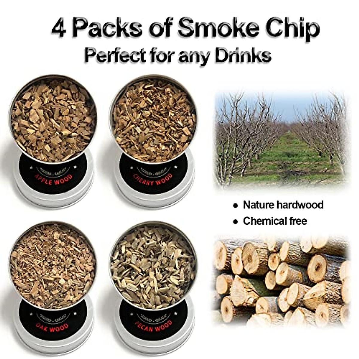 Cocktail Smoker Kit- Whiskey Smoker, Drink Smoker Infuser Kit for Bourbon, Cocktail, Whiskey, Gift for Men, Cocktail Smoker Kit