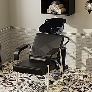 Paddie Portable Shampoo Bowl with Electric Pump and 2 Water Tanks, Portable Hair Washing Sink with Sprayer for Salon Home, Black