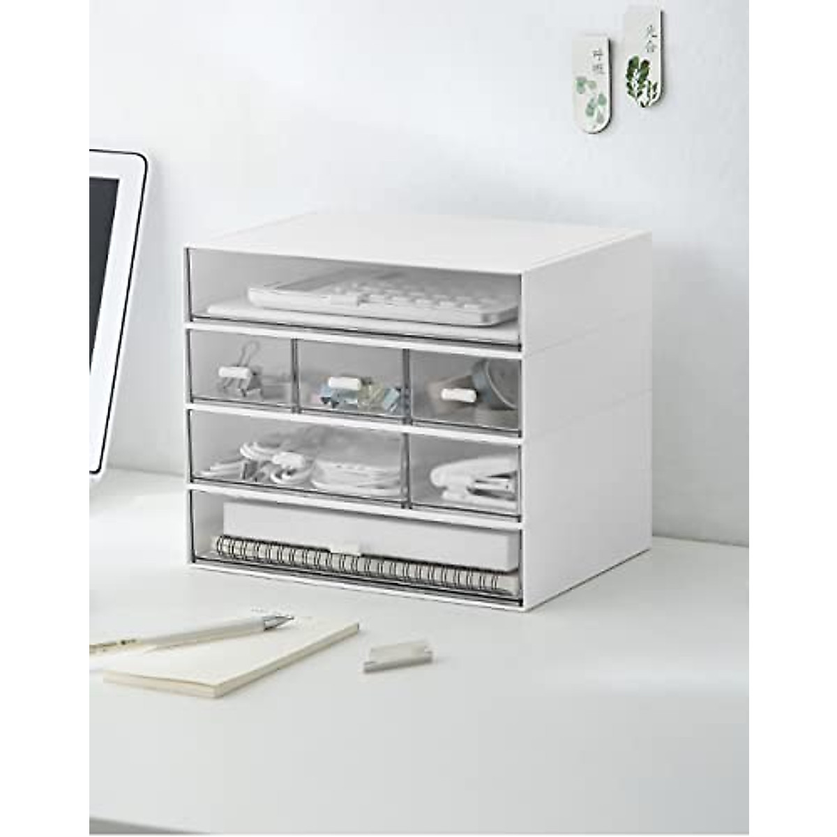 ICCGBHGO Desk Organizer, Plastic Desk Storage Organizer Office Stackable Storage Drawer, Desktop Table Craft Art Supply Organization and Accessories Caddy for Bathroom Home Dorm Office