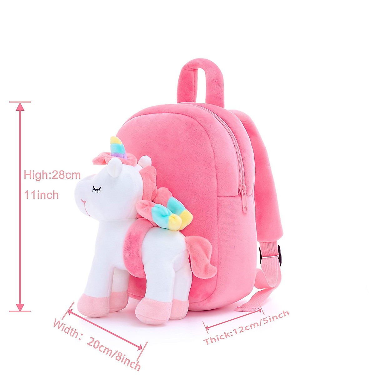 Lazada Unicorn Toddler Backpack Stuffed Unicorn Toys Kids Backpacks with Toy White 9.5"
