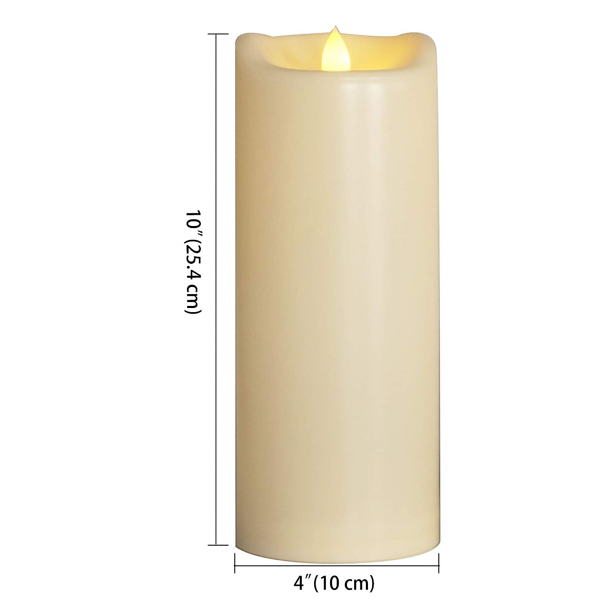 EZiGarden 10"x4" Battery Operated Flameless LED Pillar Candle, Outdoor Waterproof Flickering Light with Remote & Timer for Halloween Party Wedding Party Home Decoration, 1 Pack