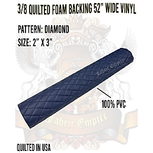 Vinyl Quilted Foam Fabric with 3/8" Foam Backing Upholstery / 52" Wide/Sold by The Yard/FABRIC EMPIRE (Blue hq Black Threading)