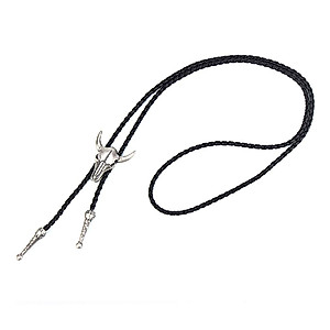 AZORA Western Cowboy Bolo Tie Men Leather Necktie Rope Cord Pendant Necklace Braided Jewelry for Men
