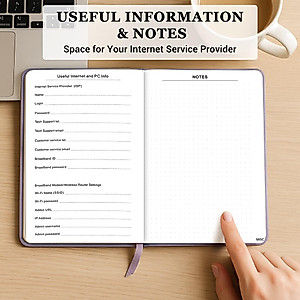 Password Book with Alphabetical Tabs – Hardcover Internet Address & Password Organizer – Password Keeper Notebook for Computer & Website – 5.2 x 7.6" Log-in Password Journal w/ Thick Paper (Lavender)