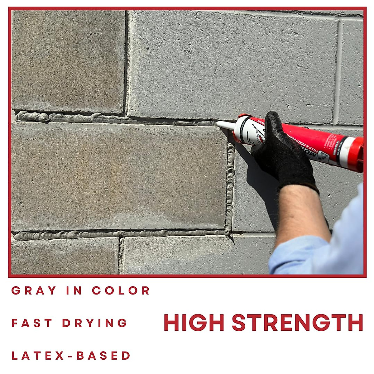 Akona Mortar Repair Tube - Tuckpointing, Sealing, & Repairing Stone, Brick, & Block Walls, Gray, Paintable, Fast Drying (10 Ounce, 1)