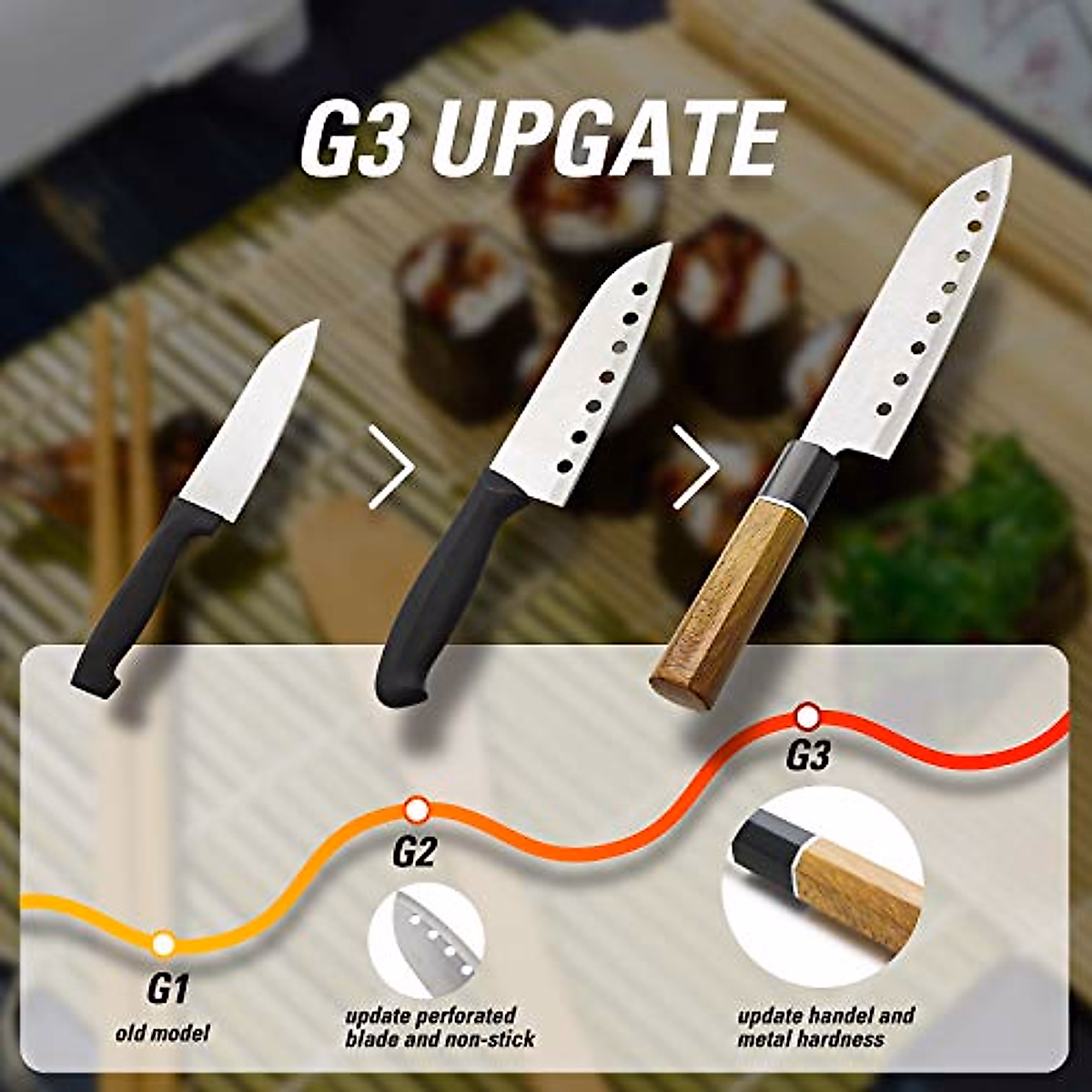 ISSEVE Sushi Making Kit, Bamboo Sushi Mat, All In One Sushi Bazooka Maker with Bamboo Mats, Bamboo Chopsticks, Paddle, Spreader, Sushi Knife, DIY Sushi Roller Machine