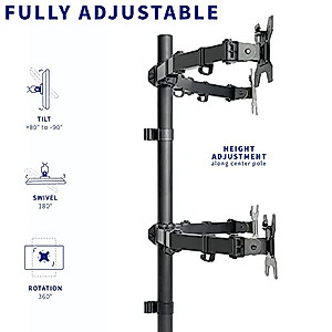 VIVO Quad 13 to 30 inch LCD Monitor Desk Mount, Fully Adjustable Stand with Tilt and Swivel, Holds 4 Screens with Max VESA 100x100, STAND-V004