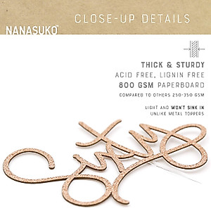 NANASUKO Modern Cursive 60th Birthday Cake Topper - sixty - Double Sided Rose Gold Glitter - Premium Quality Made in USA