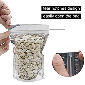 GooGou Resealable Zip Mylar Bag Food Storage Aluminum Foil Bags Smell Proof Pouches 5.5x7.9" 100pcs