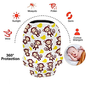 Nursing Cover Breastfeeding Scarf Brown Monkey - Baby Car Seat Covers, Stroller Cover, Carseat Canopy (801h)
